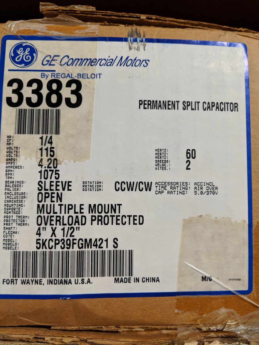 GE Motor 3383, 1/4 HP Motor | Weber Electric Supply