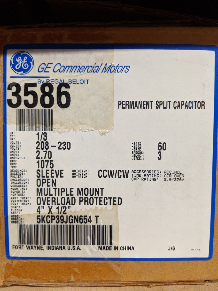 GE Motor 3586, 1/3 HP Motor | Weber Electric Supply