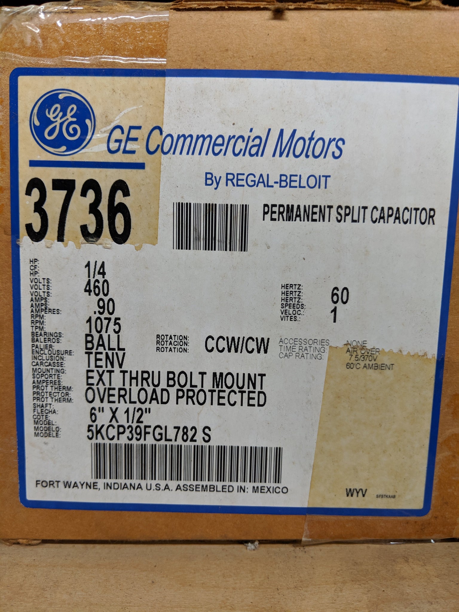 GE Motor 3736, 1/4 HP Motor | Weber Electric Supply