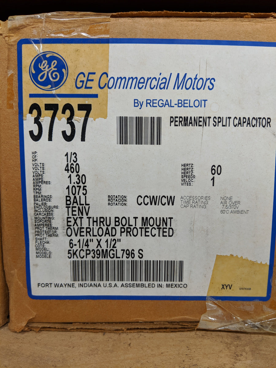 GE Motor 3737, 1/3 HP Motor | Weber Electric Supply